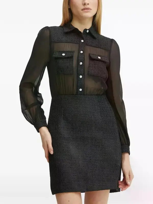 MORGAN Sheer-panel Tweed Mini Dress