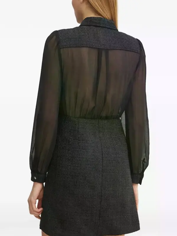 MORGAN Sheer-panel Tweed Mini Dress