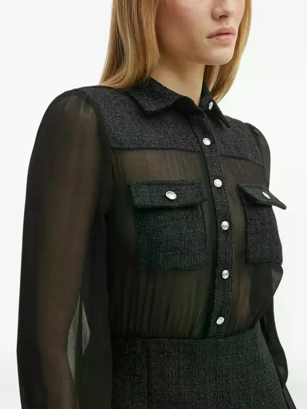 MORGAN Sheer-panel Tweed Mini Dress