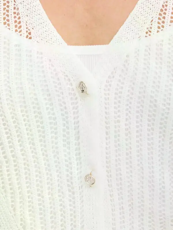 MORGAN Pointelle-knit Button-up Cardigan