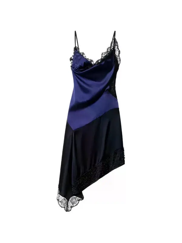 Isabel Marant Étoile Anazia Lace-trim Asymmetric Dress - Midnight