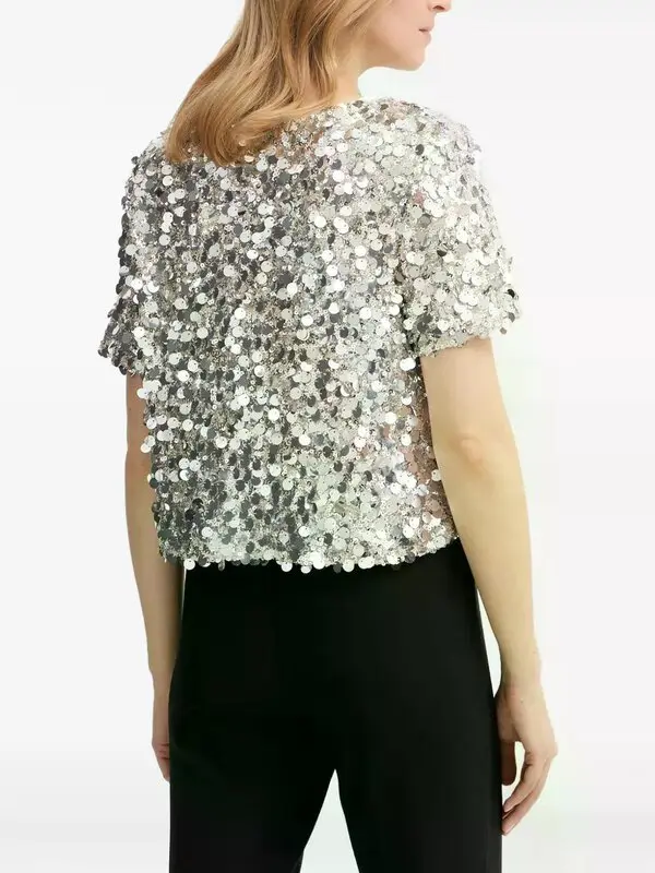 HAVEONE Sequin-embellished Short-sleeve Top