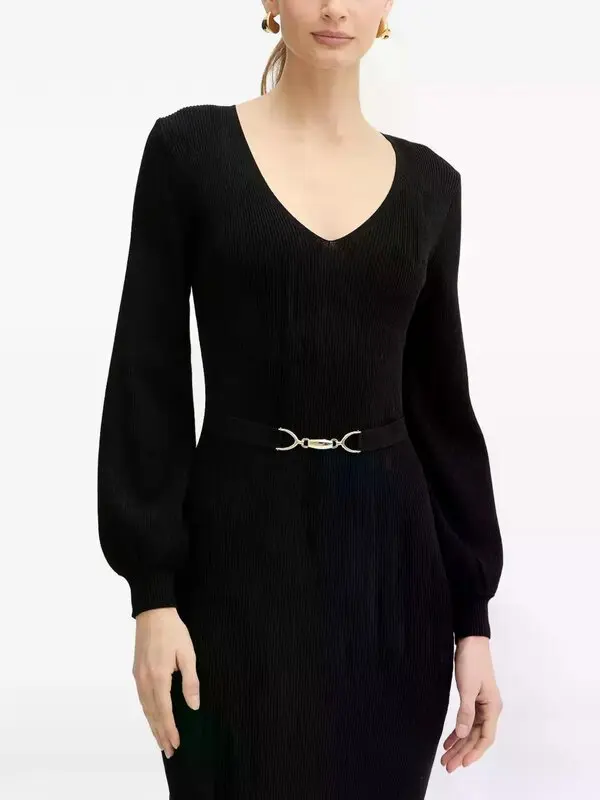 MORGAN V-neck Belted Midi Dress