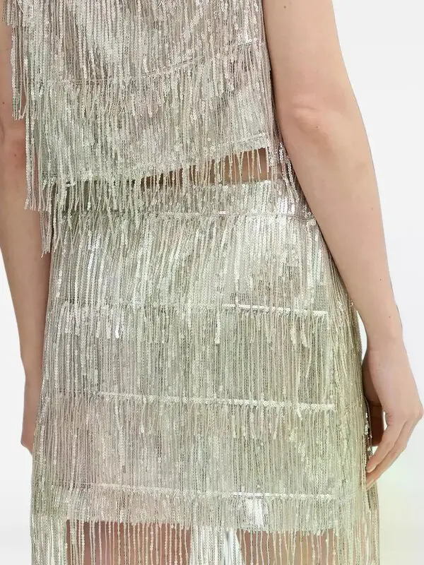 HAVEONE Sequin-embellished Fringed Mini Skirt