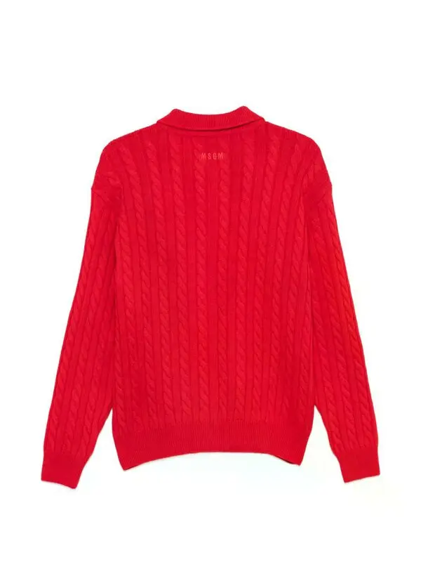 MSGM Cable-knit Polo Sweater