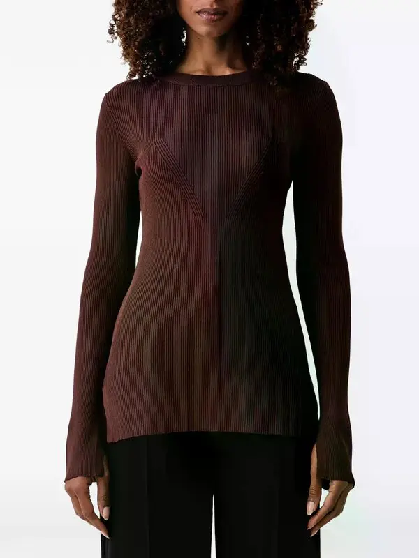 Patrizia Pepe Ribbed-knit Slit-cuff Sweater