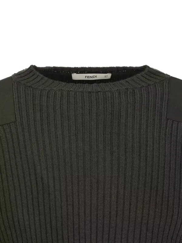 Fendi Ribbed-knit Shoulder-patch Sweater