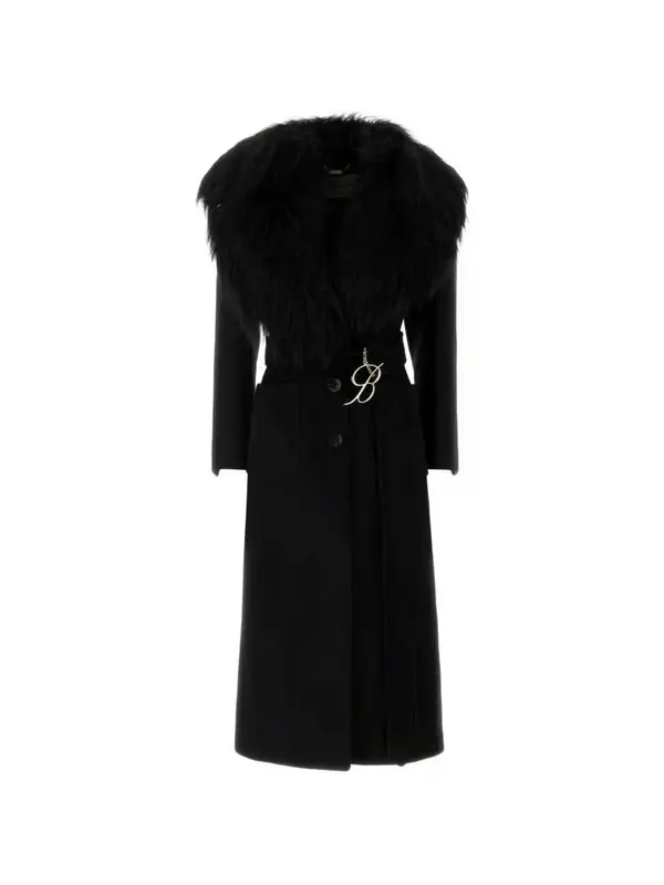 Blumarine Faux-fur Collar Belted Coat