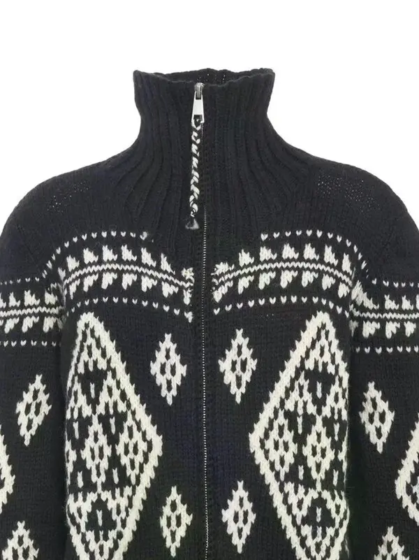 FRANTIC Everest Intarsia-knit Cardigan - Black