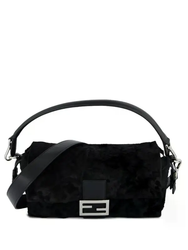 Fendi Medium Baguette Calf Hair Shoulder Bag - Black