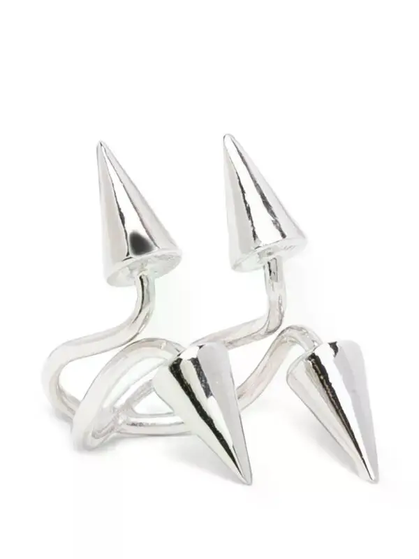 LIMI FEU Spike-detail Double-band Ring - Silver