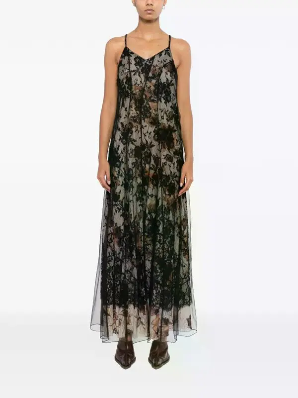 QUETSCHE Floral-lace Tulle-overlay Dress