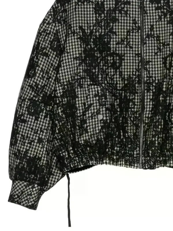 QUETSCHE Houndstooth-pattern Floral-print Jacket