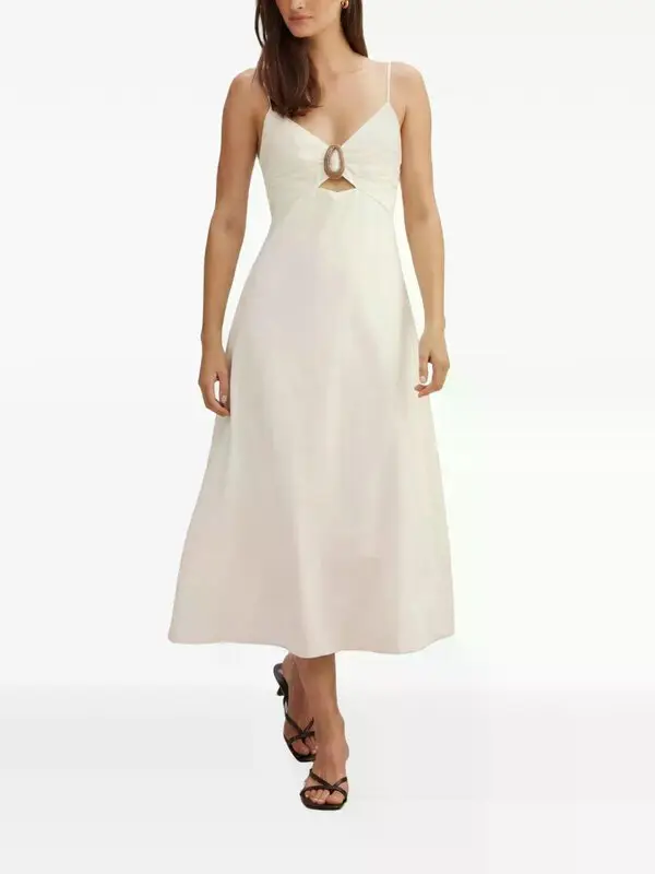 EVER NEW Alice Gathered Hardware-detail Midi Dress - Neutrals