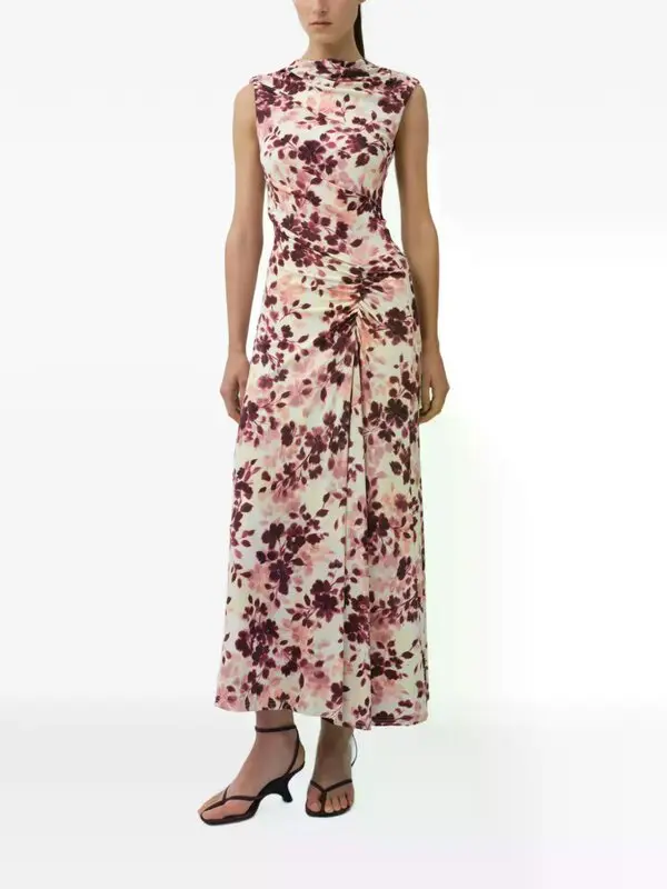 Simkhai Midi Acacia Draped Jersey Floral-print Day Dress