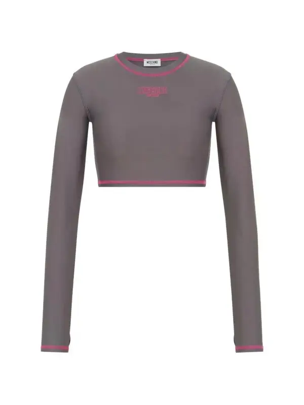 Moschino Logo-print Cropped Top - Grey