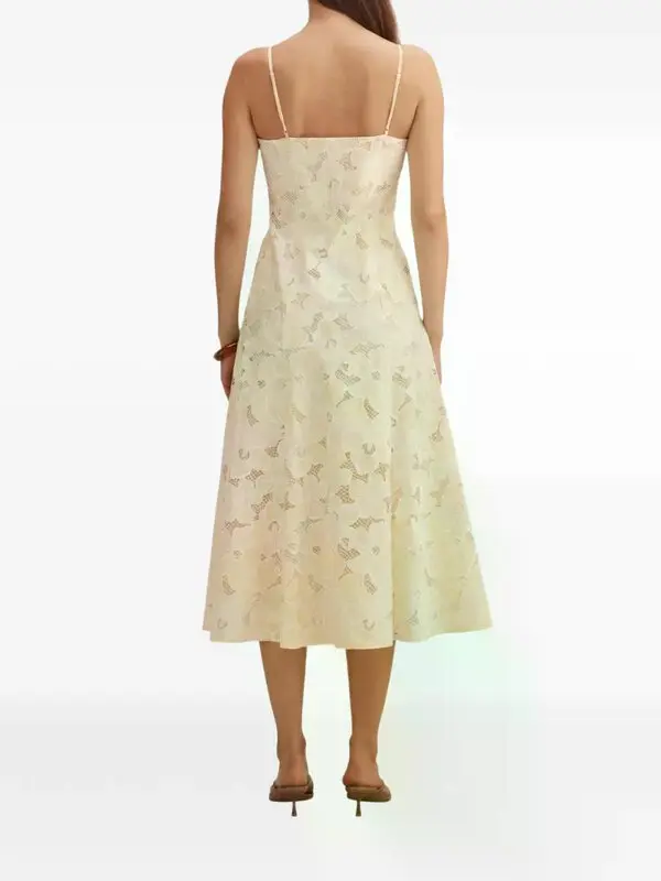 EVER NEW Millie Embroidered Midi Dress - Neutrals