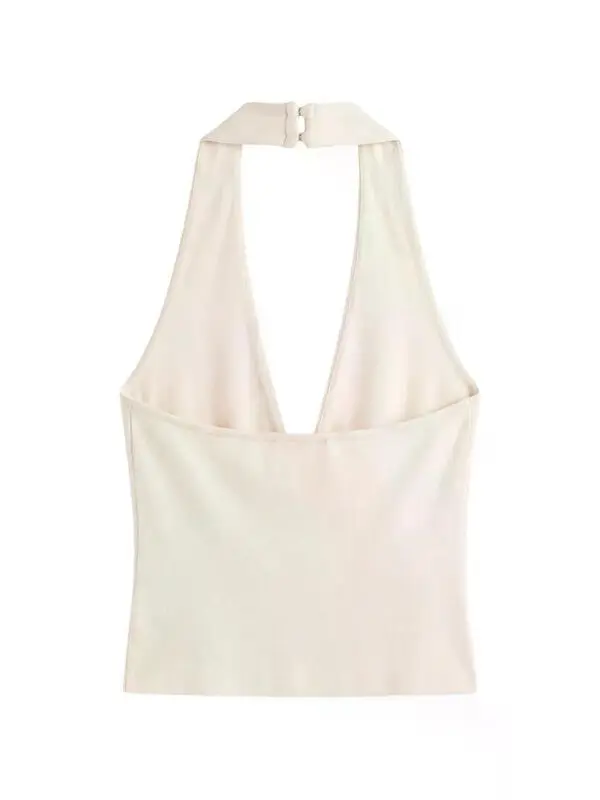 REFORMATION Lois Halterneck Wrap Top - Neutrals