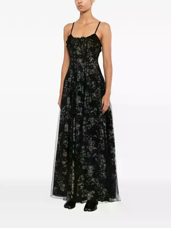 QUETSCHE Floral-jacquard Tulle-overlay Dress