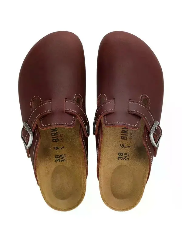 BIRKENSTOCK Boston Workwear Leather Buckle-strap Mules