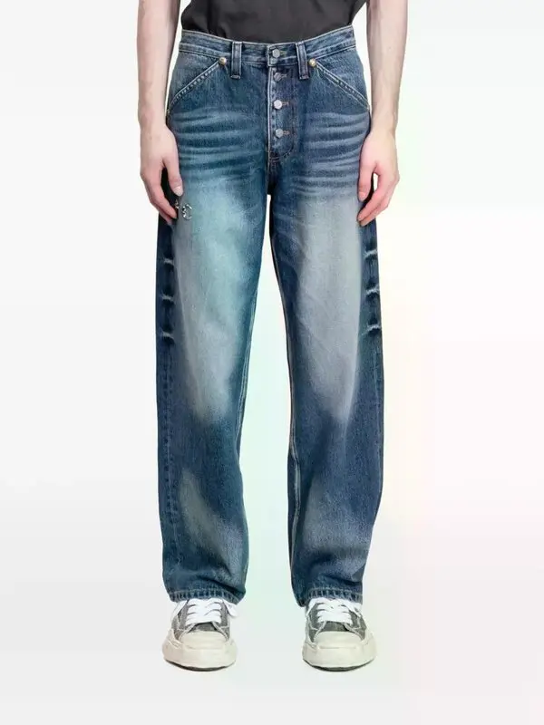 THUG CLUB Faded-effect Wide-leg Jeans