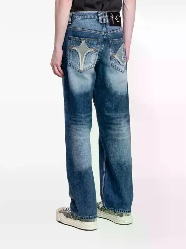 THUG CLUB Faded-effect Wide-leg Jeans