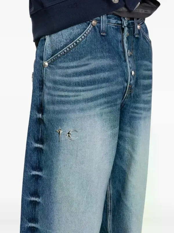 THUG CLUB Faded-effect Wide-leg Jeans