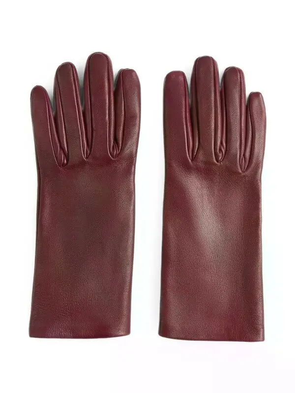 Liviana Conti Gabrielle Grained Leather Gloves - Red