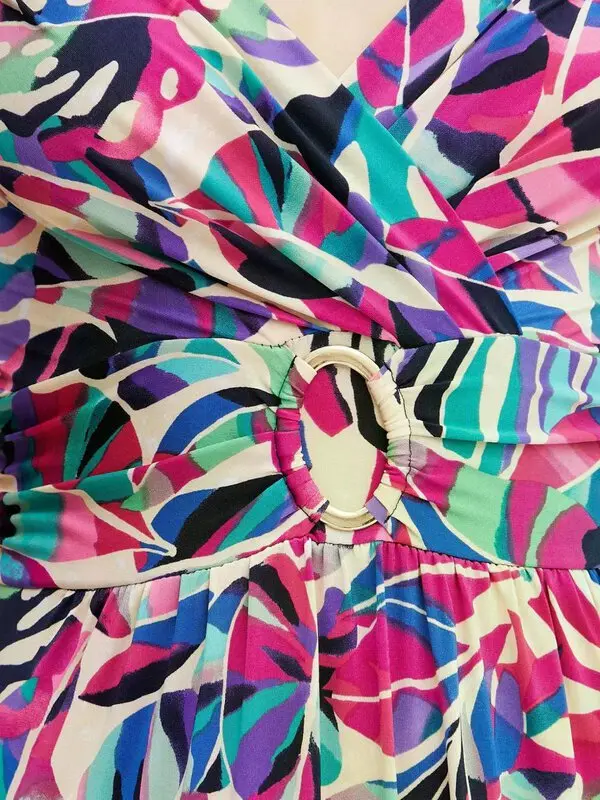 MORGAN Tropical-print Ring-detail Maxi Dress