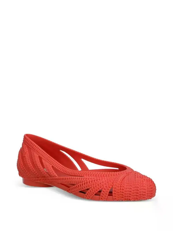 Melissa Femme Classy Woven-effect Cutout Ballet Flats - Red