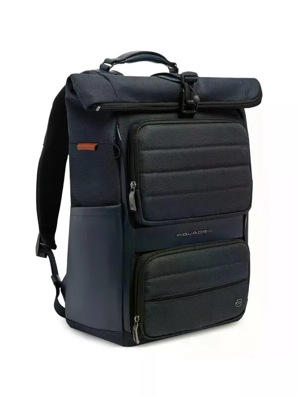 PIQUADRO Quilted-panel Roll-top Backpack
