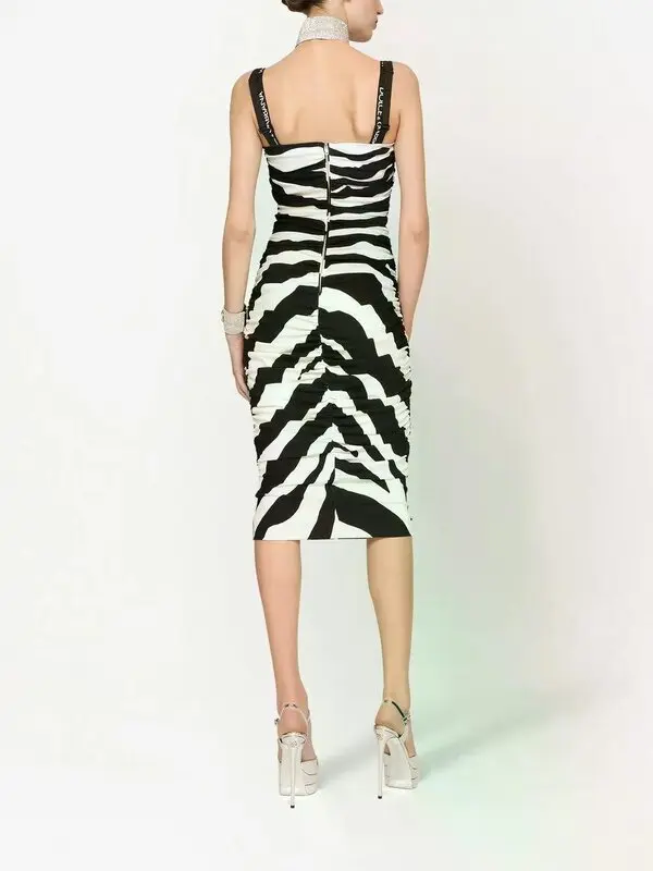 Dolce & Gabbana Cady Zebra Print Midi Dress