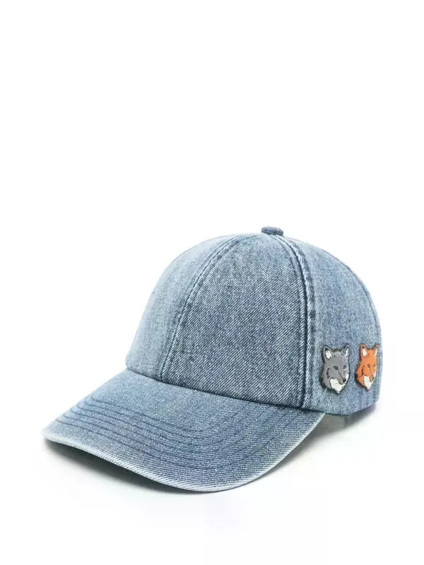 Maison Kitsuné Fox-patch Denim Baseball Cap - Blue