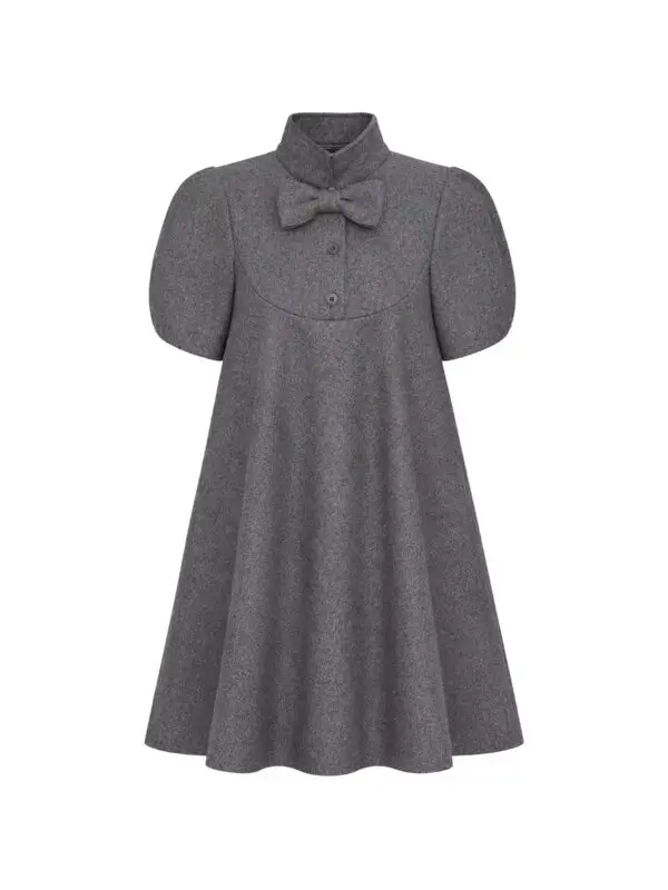 PUSHBUTTON Bow-collar Puff-sleeve Mini Dress