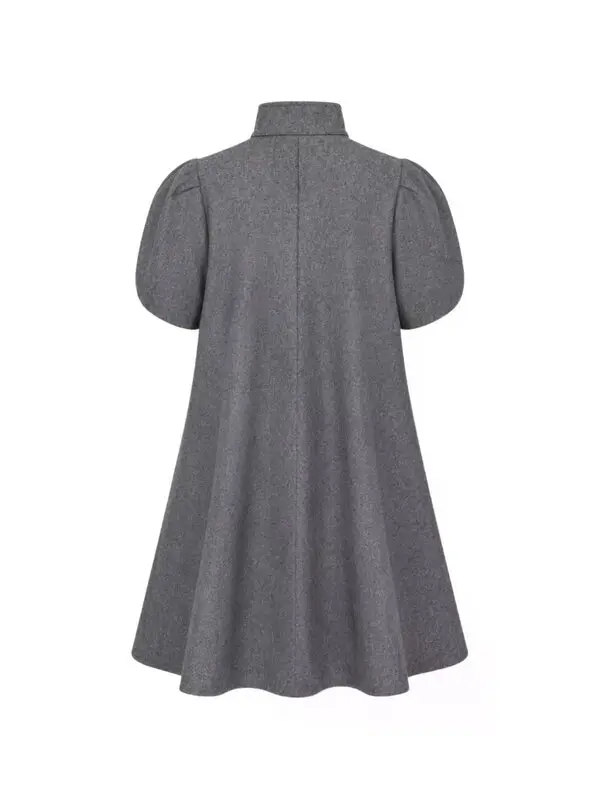 PUSHBUTTON Bow-collar Puff-sleeve Mini Dress