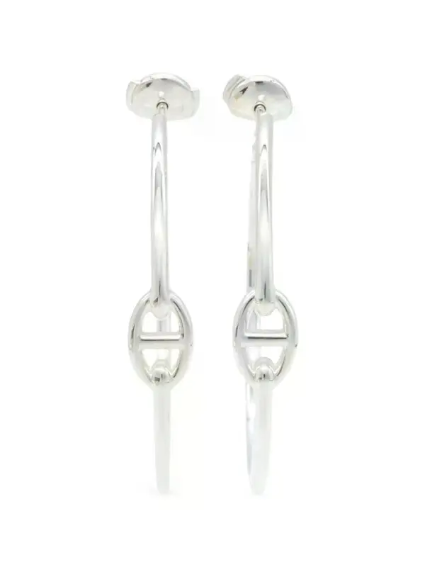 Hermès 2010s Gm Chaîne D'ancre Hoop Earrings - Silver