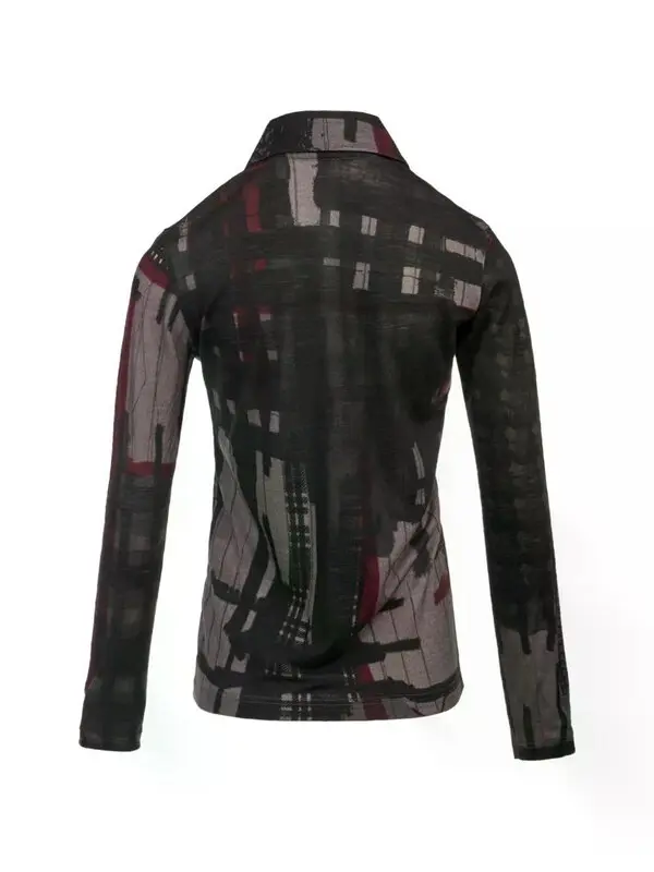 Y’s Abstract-print Button-up Cardigan - Black