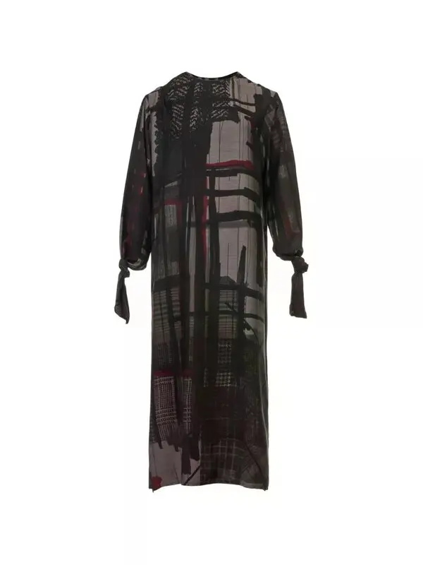 Y’s Abstract-print Tie-detail Midi Dress