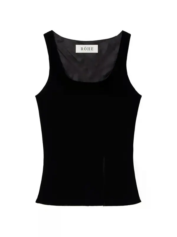 RÓHE Silk-velvet Top - Black