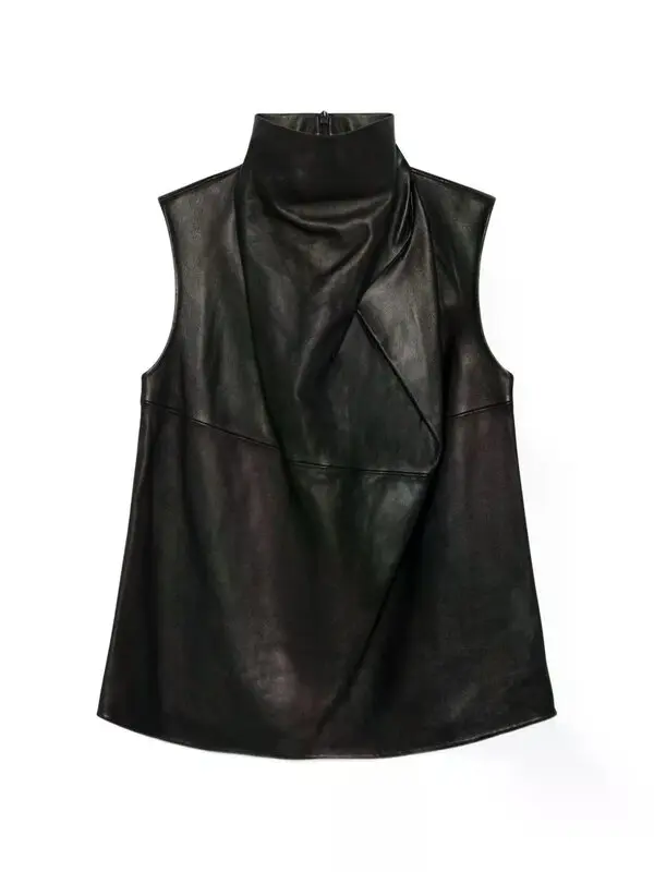 Simkhai Halley Draped Leather Blouse Top