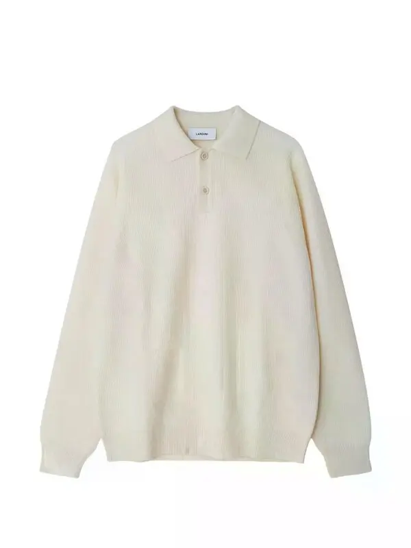 LARDINI Ribbed-knit Polo Sweater