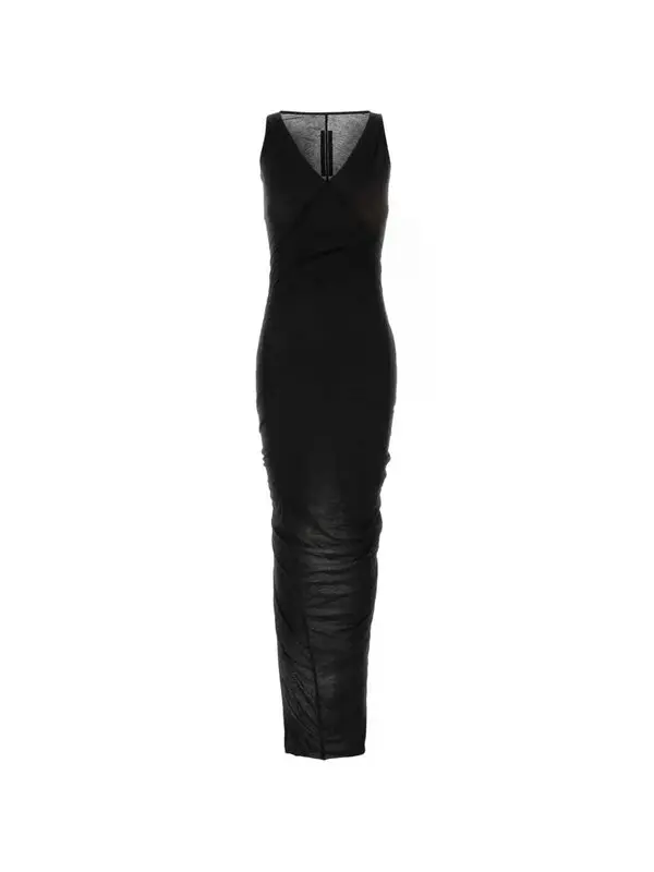 Rick Owens Ruched V-neck Maxi Dress