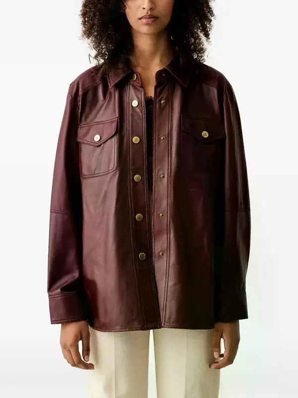 Luisa Spagnoli Sarmoneta Button-up Leather Jacket