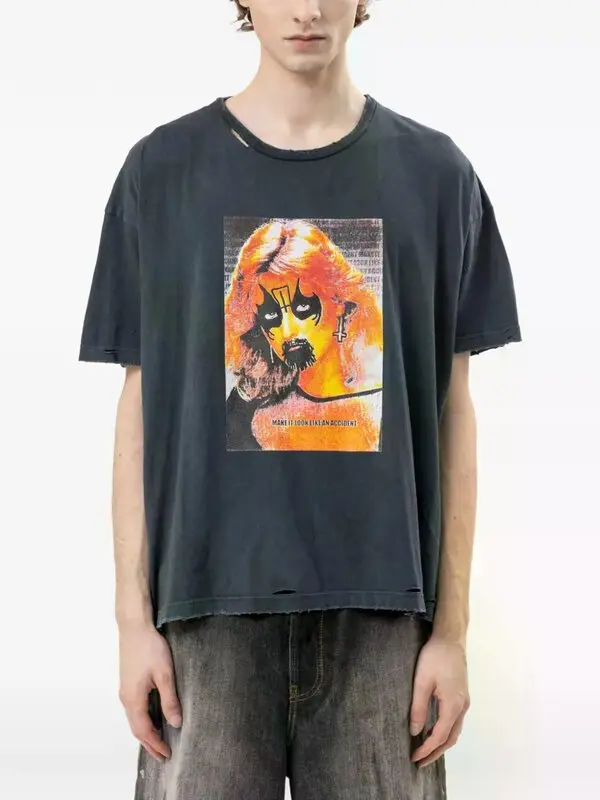 MARKING DISTANCE Graphic-print Distressed T-shirt