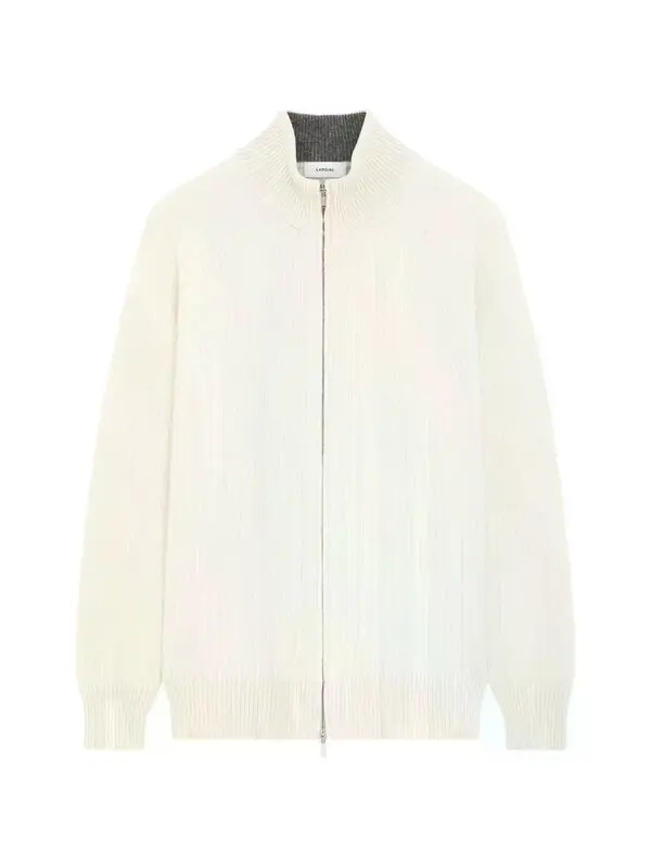 LARDINI Ribbed-knit Zip-up Sweater