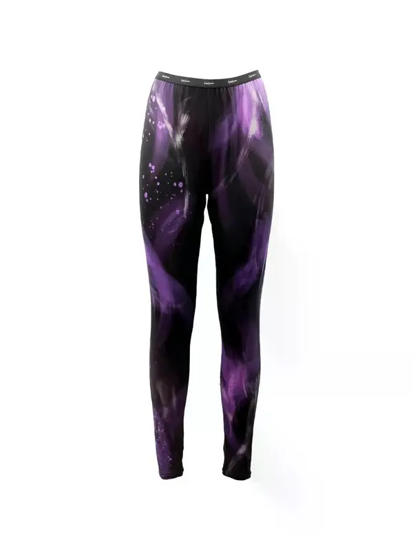 Yohji Yamamoto Abstract-print Logo-waistband Leggings - Black