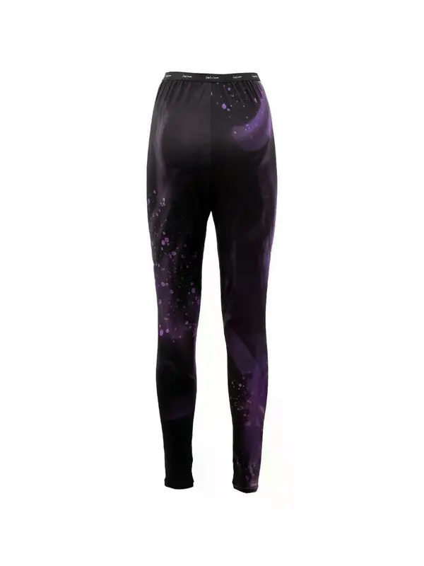 Yohji Yamamoto Abstract-print Logo-waistband Leggings