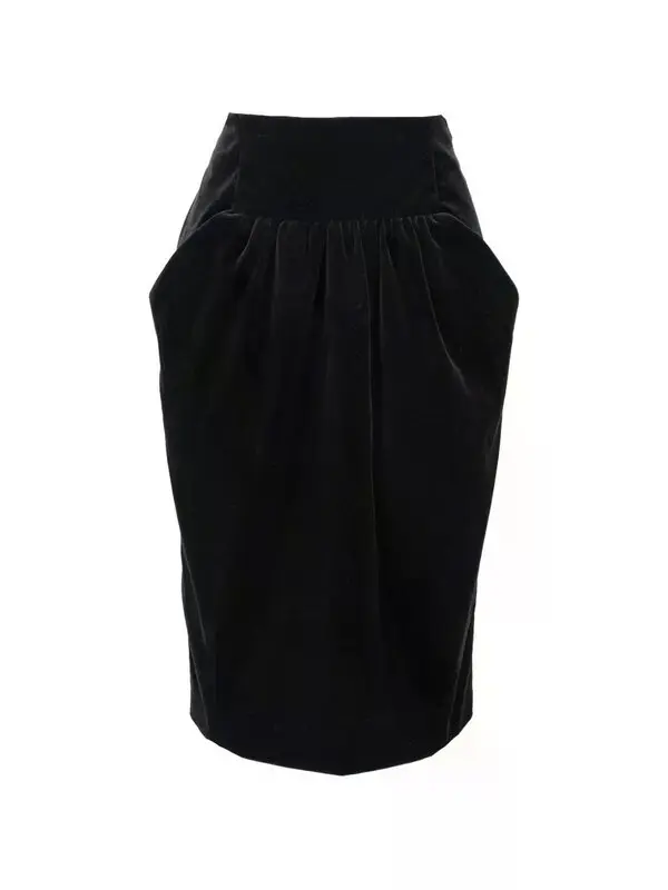 Prada Velvet Gathered Midi Skirt