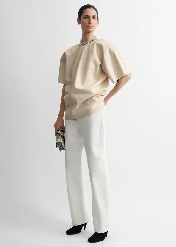 TOTEME Cocoon Leather Top - Stone