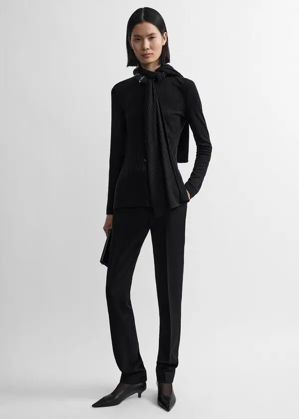 TOTEME Ribbed Bow Blouse